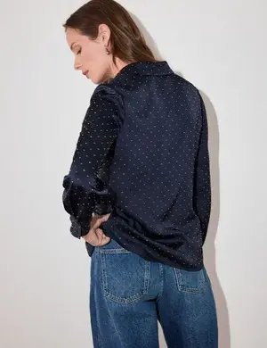 Whistles Hot Fix Hammered Studded Satin Shirt