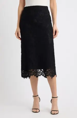 Kobi Halperin Simone Lace Midi Skirt - Black