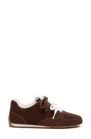 STUART WEITZMAN Bond Sport Leather Sneaker With Genuine Shearling Trim