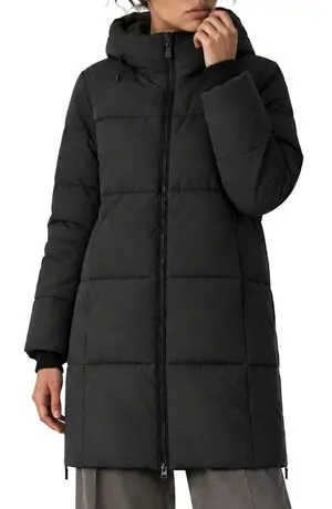 NOIZE Caithlyn Water Resistant Hooded Puffer Parka - Black