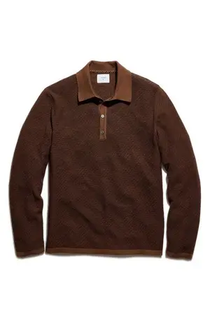 Billy Reid Long Sleeve Sweater Polo - Brown Multi