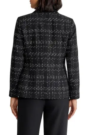 KASPER One-button Plaid Blazer