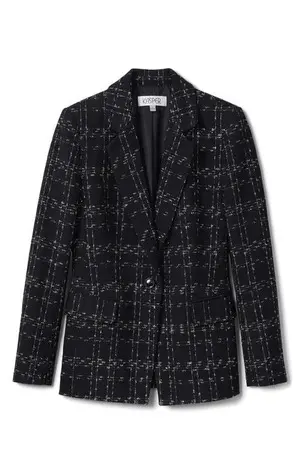 KASPER One-button Plaid Blazer