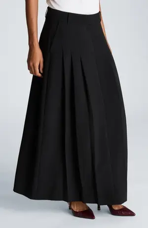 KENNETH COLE COLLECTION Pleated Satin Maxi Skirt