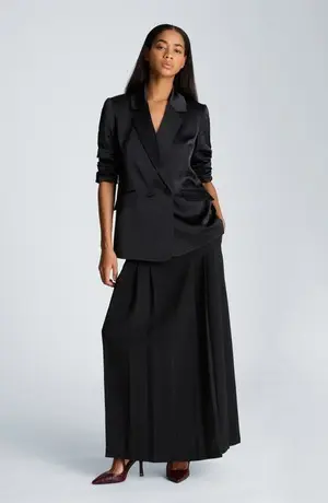 KENNETH COLE COLLECTION Pleated Satin Maxi Skirt
