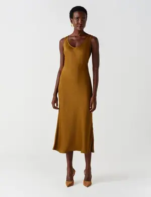 GHOST LONDON Palm Satin Sleeveless Slip Midi Dress - Moss