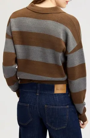 Sam Edelman Striped Wool Blend Polo Sweater