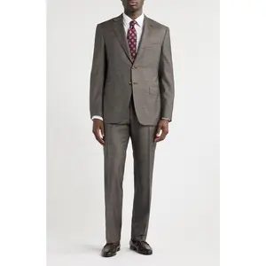 Canali Siena Regular Fit Mélange Wool Suit - Brown