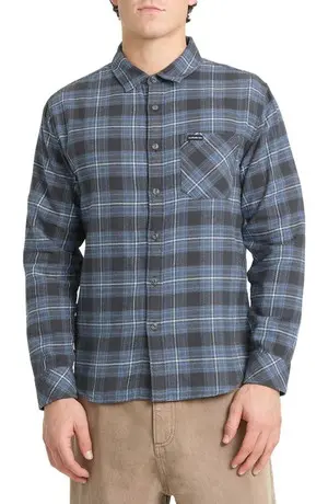 Quiksilver Rialto Plaid Cotton Flannel Button-up Shirt - Phantom