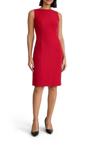 KASPER Sleeveless Bateau Neck Sheath Dress