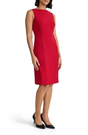 KASPER Sleeveless Bateau Neck Sheath Dress