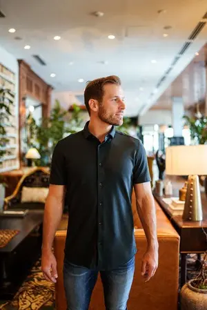 Stone Rose Core Ss Technical Pique Button-up Shirt