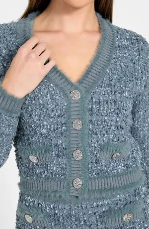Guess Long Sleeve V-neck Cardigan - Blue