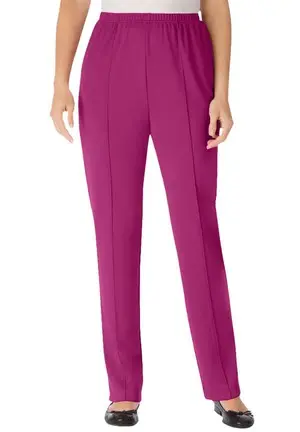 WOMAN WITHIN Knit Hassle Free Pull On Elastic Waist Pants (plus) Raspberry