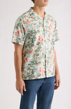 Tommy Bahama Coastal Ease Rivera Gardens Floral Camp Shirt - Arctic Wind