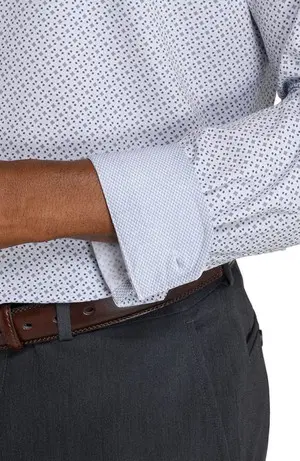 W.R.K Regular Fit Patchwork Diamond Performance Dress Shirt - White/grey