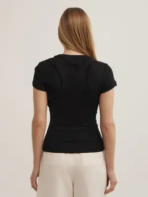 Witchery Overlay T-shirt - Black