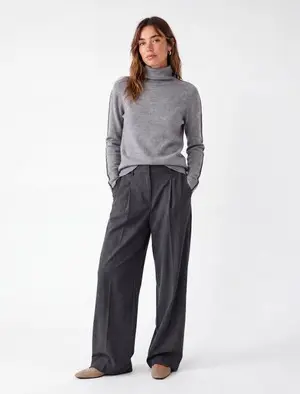 Koton Regular Fit Long Sleeve Turtleneck Knit Sweater With Embroidery - Grey