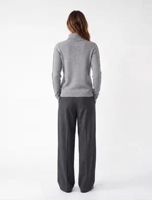 Koton Regular Fit Long Sleeve Turtleneck Knit Sweater With Embroidery - Grey