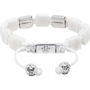 NIALAYA JEWELRY Ceramic Flatbead Bracelet With Cz - White Ceramic