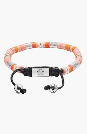 NIALAYA JEWELRY Disc Beaded Bracelet - Pink/silver