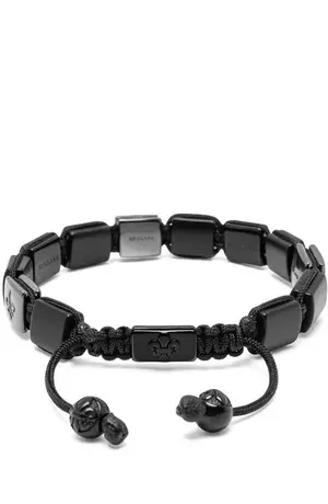 NIALAYA JEWELRY Matte Onyx Fleur Flatbead Bracelet
