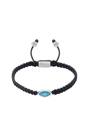 NIALAYA JEWELRY String Bracelet With Evil Eye - Black/silver
