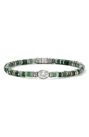 John Hardy Jh Lovestruck Heishi Bracelet In Sterling Silver With Lab-grown Diamonds - Emerald