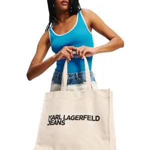 Karl Lagerfeld East-west Logo Shopper Tote - Natural
