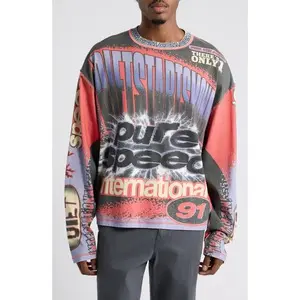 DIET STARTS MONDAY Mx Racing Long Sleeve Graphic T-shirt - Black/red/purple