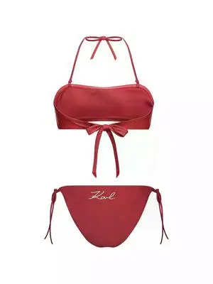 Karl Lagerfeld Signature Bandeau Bikini Set - Red