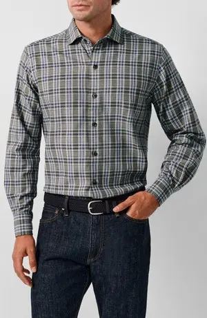 David Donahue Plaid Cotton Sport Shirt