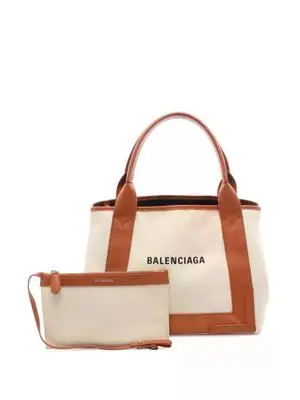 Balenciaga 2000-2026 Navy Cabas S Canvas Tote Bag - Neutrals
