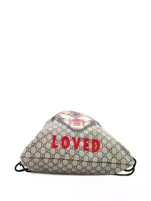 Gucci Drawstring Printed Gg Coated Canvas Large Backpack