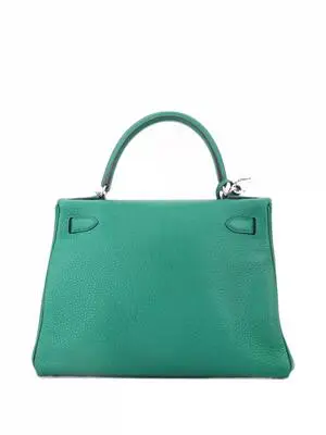 Hermès Kelly Handbag Vert Vertigo Clemence With Palladium Hardware 28 Satchel - Green