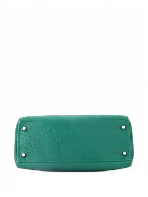 Hermès Kelly Handbag Vert Vertigo Clemence With Palladium Hardware 28 Satchel - Green