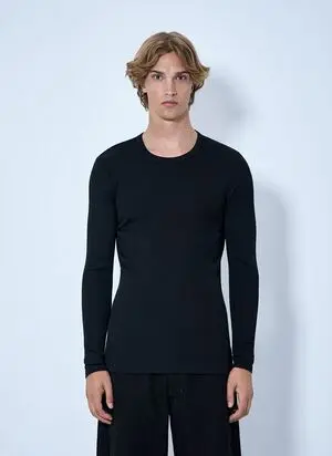 LEMAIRE Long Sleeve Ribbed Tee - Black