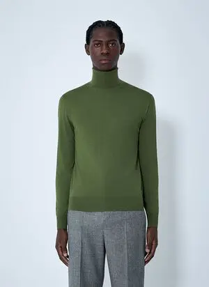 Saint Laurent Fine Knit Turtleneck Sweater - Olive