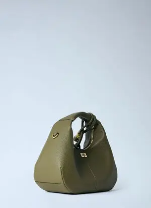 GANNI Hobo Mini Grained Handbag - Olive
