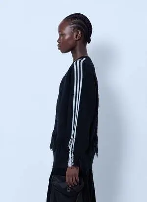 Y3 Knitted 3 Stripes Fringy Sweater