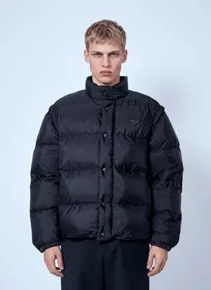 Prada Re-nylon Down Jacket With Removable Sleeves