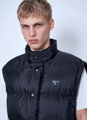 Prada Re-nylon Down Jacket With Removable Sleeves