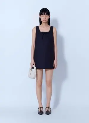 Miu Miu Sleeveless Mini Dress With Bow Detail - Navy
