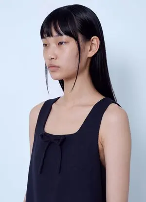 Miu Miu Sleeveless Mini Dress With Bow Detail - Navy