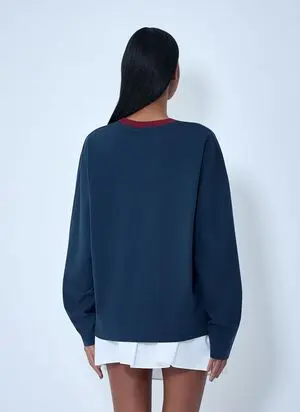 Miu Miu Cotton Jersey Sweatshirt With Logo Motif
