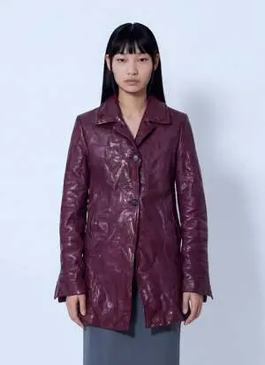 Miu Miu Textured Leather Coat