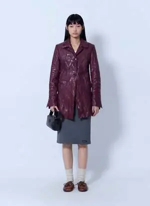 Miu Miu Textured Leather Coat