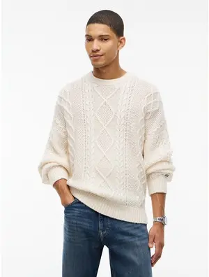 Tommy Hilfiger Cable Knit Wool Sweater - Cream