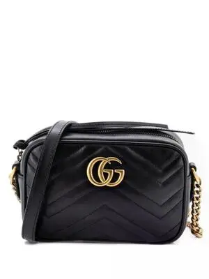 Gucci Gg Marmont Shoulder Bag Matelasse Leather Mini Crossbody Bag - Black