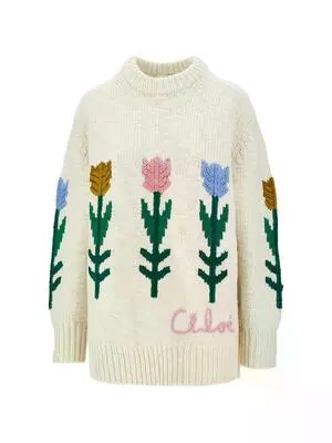 Chloé Oversized Logo Sweater In A Wool Knit